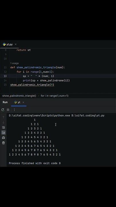 Make Palindromic Triangle Useing Python Python Shorts Youtube