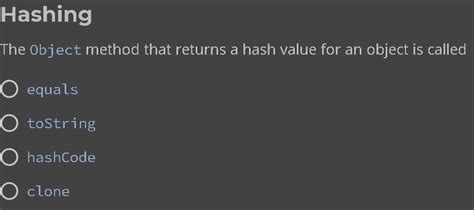 Solved Hashing The Object Method That Returns A Hash Value Chegg Com