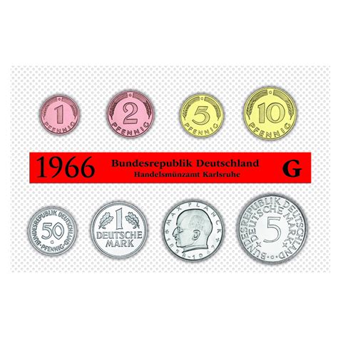 Bundesrepublik Deutschland offizieller Kursmünzensatz 1966 PP