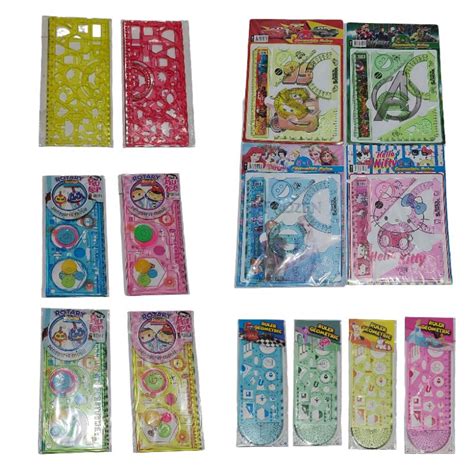 Jual PENGGARIS GARISAN SET BENTUK GEOMETRI ROTARI BUSUR MISTAR SEGITIGA