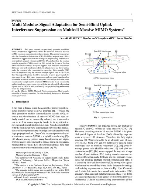 Pdf Multi Modulus Signal Adaptation For Semi Blind Uplink