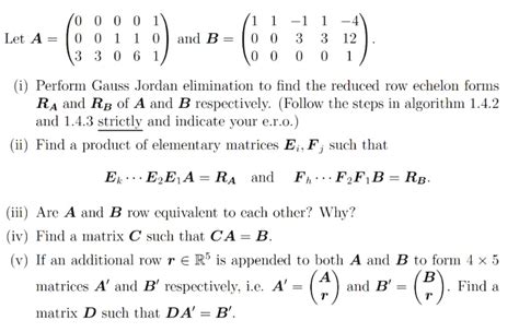 SOLVED T Let A 3 And B 12 9 I Perform Gauss Jordan Elimination