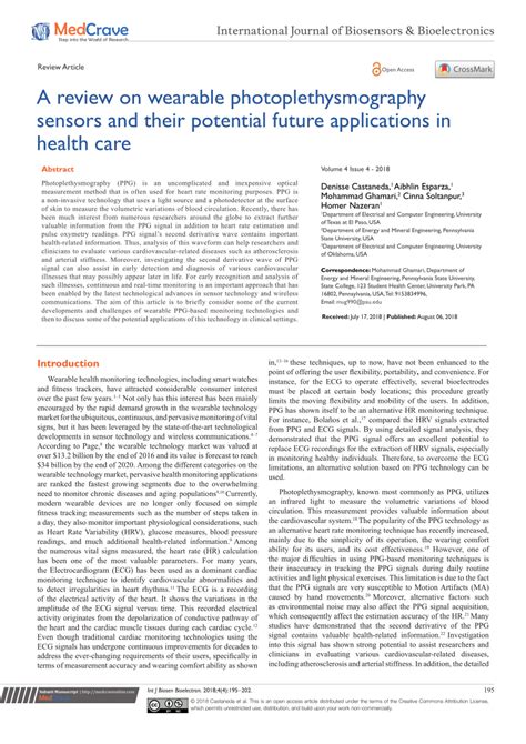 Pdf A Review On Wearable Photoplethysmography Sensors And Their Potential Future Applications