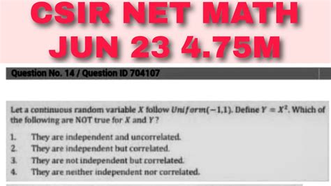 Lec 14 Csir Net Math Jun 23 Statistics Solution 4 75 M Youtube