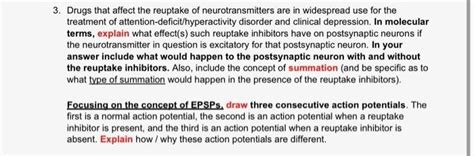 Solved 3 Drugs That Affect The Reuptake Of