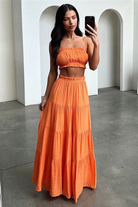 Selina Maxi Skirt Orange Maxi Skirt Outfits Prom Dresses Long Pink