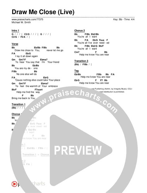 Draw Me Close Live Chords Pdf Michael W Smith Praisecharts