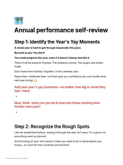 annual performance self review pdf