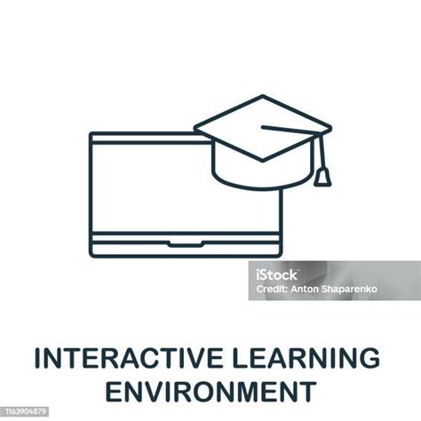 대화형 학습 환경 개요 아이콘입니다 콘텐츠 아이콘 컬렉션의 씬 라인 개념 요소입니다 모바일 앱 및 웹 사용을 위한 크리에이티브 인터랙티브 학습 환경 아이콘 감정에 대한 스톡