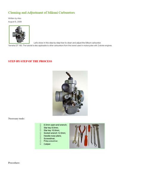 Cleaning And Adjusting Mikuni Carburetors Pdf Carburetor Nozzle