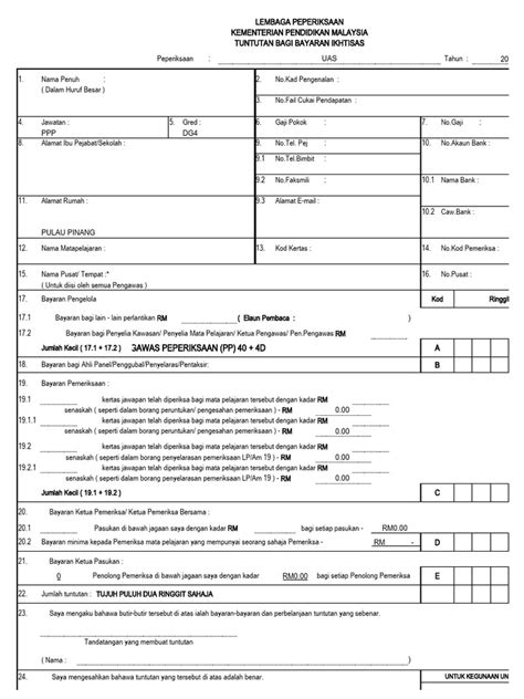 Borang Ikh Peperiksaan Kosong Pdf