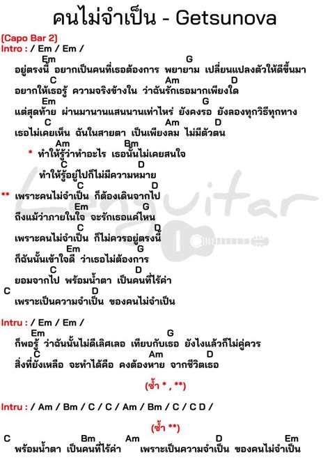 คอร์ดเพลง คนไม่จำเป็น Getsunova [คอร์ดเพลงง่ายๆ] Lenguitar