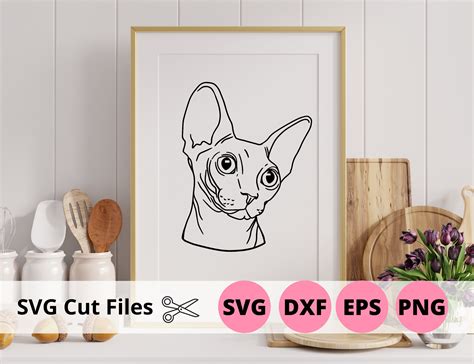 Sphynx Cat Svg Sphinx Cat Svg Cat Head Cut File Lineart Cat Laser