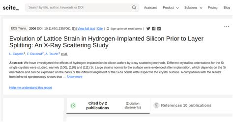 [citation Report] Evolution Of Lattice Strain In Hydrogen Implanted