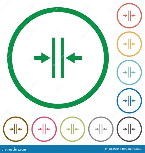 Adjust Text Column Gutter Flat Icons With Outlines Stock Vector