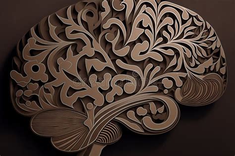 Grey Brain Matter Pattern On Brown Background Abstract Art Stock