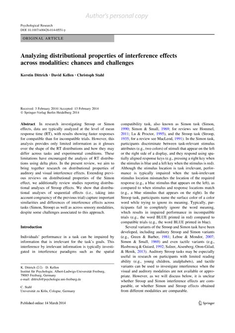 Pdf Analyzing Distributional Properties Of Interference Effects