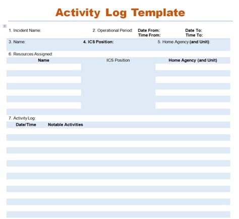 10 Editable Activity Log Templates Word And Excel Templates Show