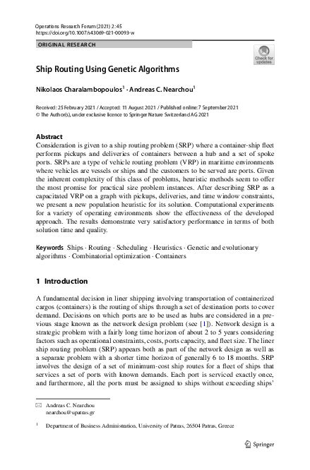 Pdf Ship Routing Using Genetic Algorithms Andreas Nearchou