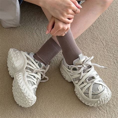 다미님 굽5cm225~250 통굽 운동화 스니커즈 어글리슈즈 캔버스화 라운드 메쉬 스트링 리본 끈 빅사이즈 대학생 키높이 가보시 플랫폼 캐주얼 귀여운 하객룩 가죽