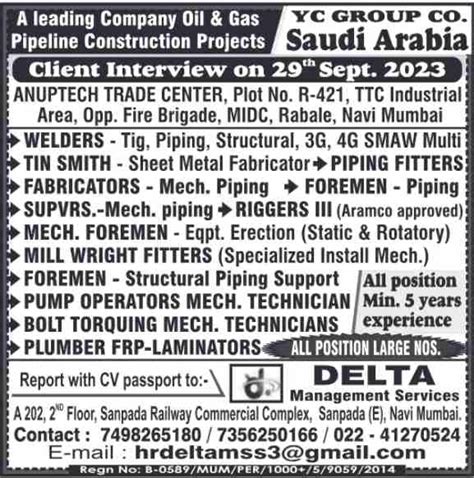 Immediate Openings In Yc Group Company Gulf Job Paper