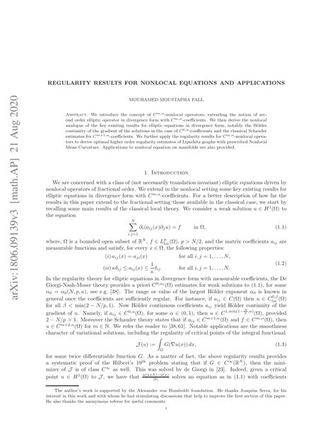 Pdf Regularity Results For Nonlocal Equations And Applications