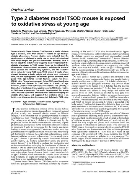 (PDF) Type 2 diabetes model TSOD mouse is exposed to oxidative stress ...