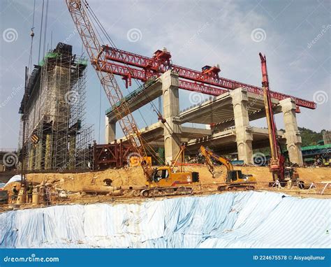 Structural Work Is Underway At The Construction Site Work Is Carried