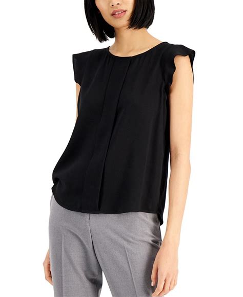 Tahari Asl Pleated Flutter Sleeve Top Macys