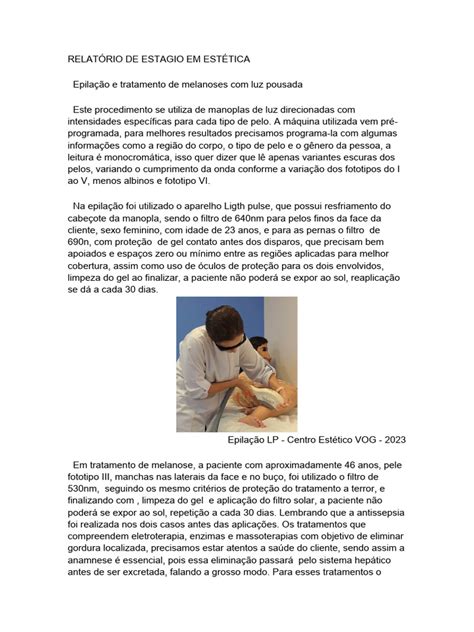 Relatório De Estagio Em Estética 2 Pdf