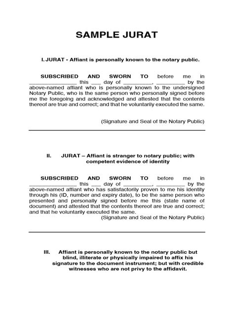 Form 2 Sample Jurat Pdf Affidavit Notary Public