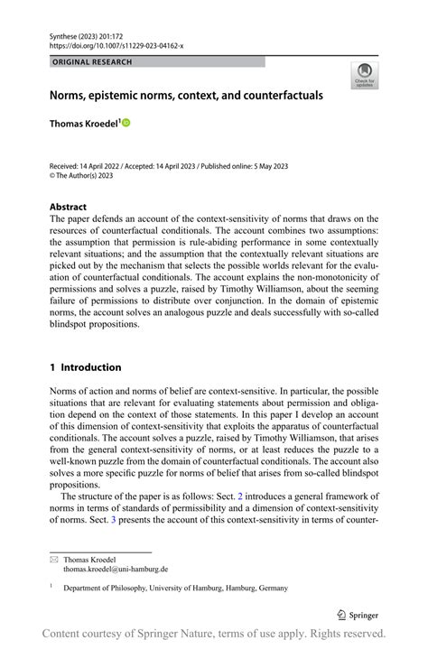 Pdf Norms Epistemic Norms Context And Counterfactuals