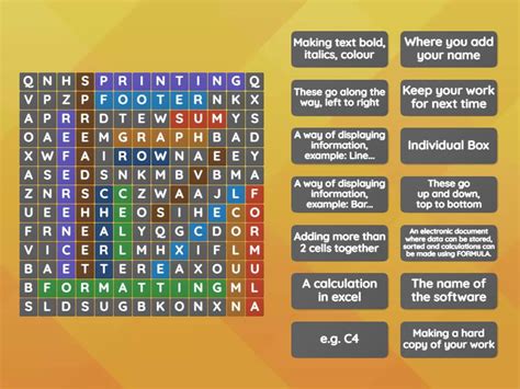 Excel Spreadsheets Wordsearch