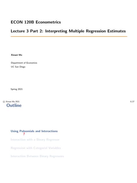 Lecture 3 2interpreting Multiple Regression Estimates Pdf Dependent And Independent