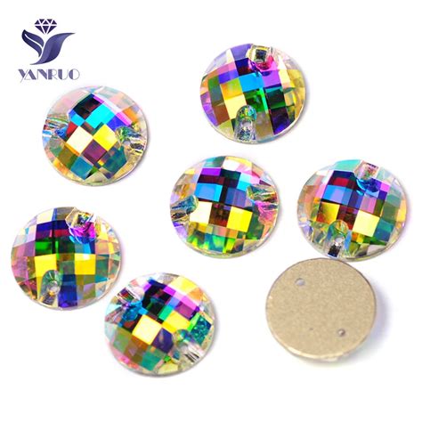 YANRUO 3220 All Sizes AB Chessboard Sew On Rhinestones Glass Strass