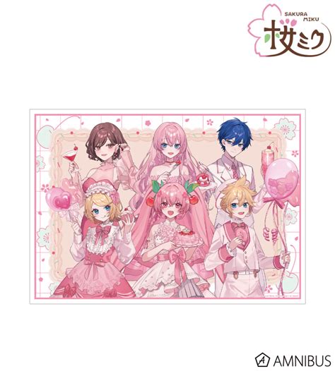 桜ミク 描き下ろし 集合 桜パーティーver Art by しゅがお A3マット加工ポスター AMNIBUS アムニバス