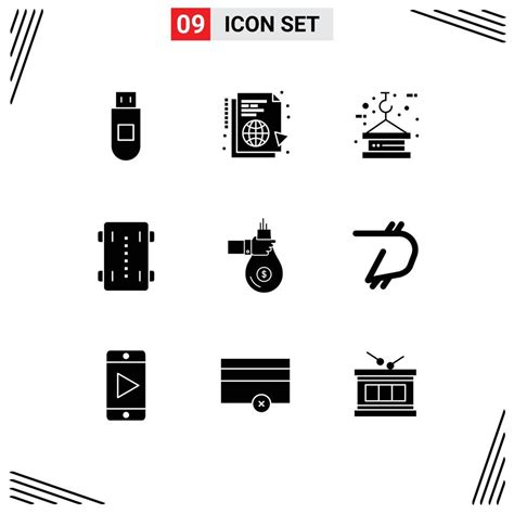 Set Of 9 Modern Ui Icons Symbols Signs For Skateboard Sport Crane Skateboard Tower Editable