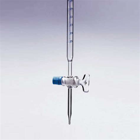 China Burette With Blue Line On Milk White Background Straight