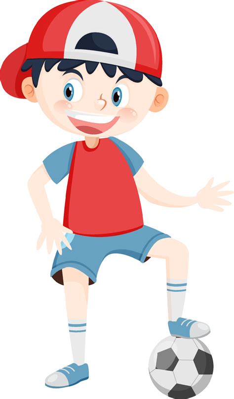 Menino Bonito Jogando Desenho Animado De Futebol 11279316 Vetor No Vecteezy