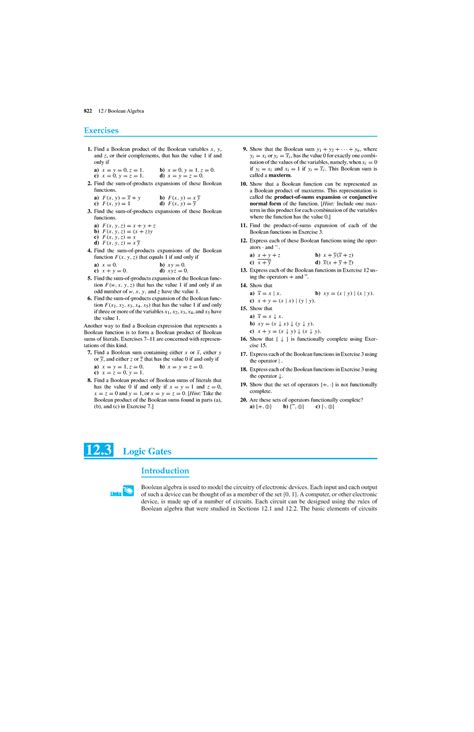 Lecture 14 2 Applied Math Boolean Logic 822 12 Boolean Algebra