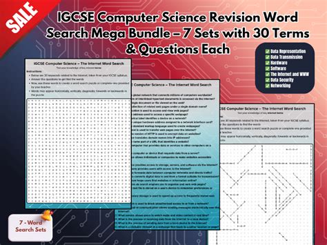 Igcse Computer Science Revision Word Search Mega Bundle 7 Sets With 30 Terms And Questions