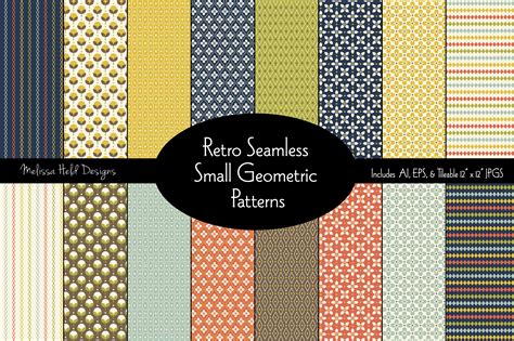 Retro Seamless Small Geometric Patterns Graphic By Melissa Held Designs