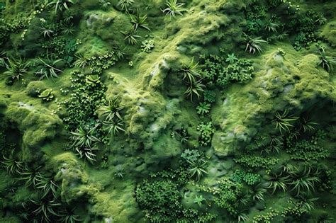 Illustration Of Top View Of Grass Field Texture Flat Lay Green Color