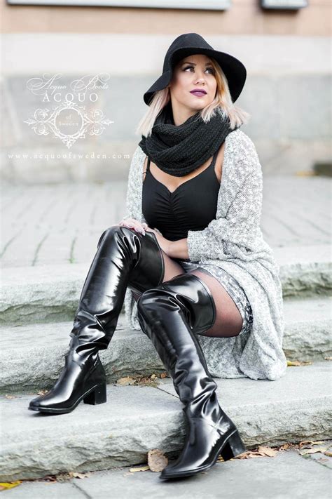 Black High Boots Thigh High Boots Over The Knee Boots Fashion Poses
