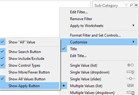 Display Apply Button On Filters In Tableau Ohio