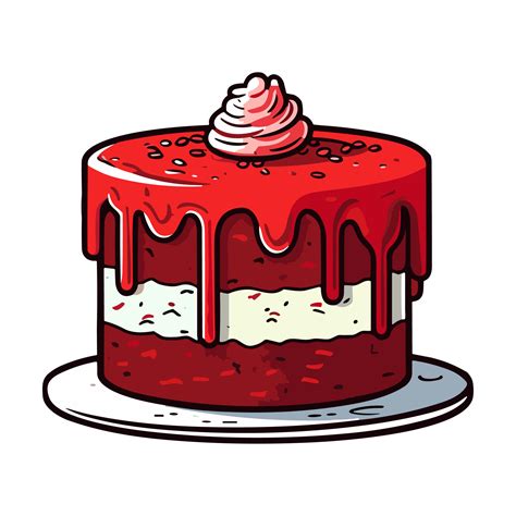 Red Velvet Cake Clip Art Illustration Transparent Backgrund Png