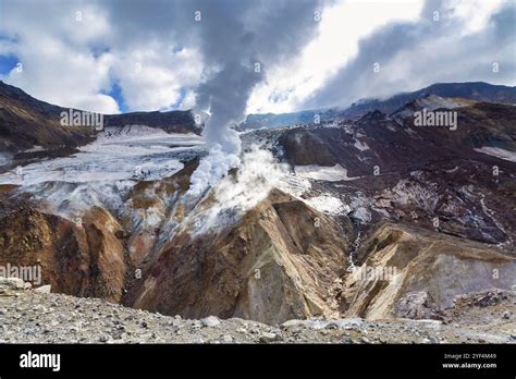 Dramatic Volcanic Landscape Caldera Of Active Volcano Hot Spring