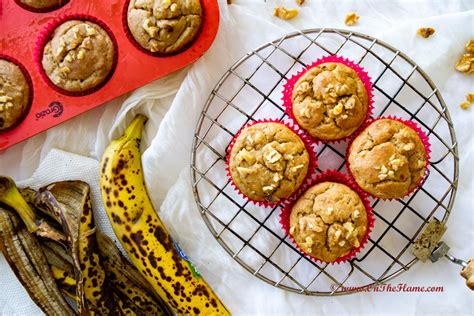 Whole Wheat Banana And Walnut Muffins Eggless On The Flame