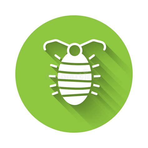 White Larva Insect Icon Isolated With Long Shadow Green Circle Button Stock Vector