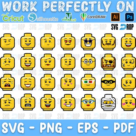 Lego Gezichten Clipart Lego Face Bundle Svg Svg Drop